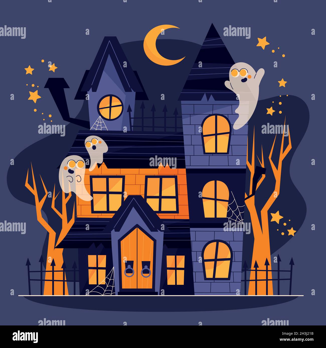 hand drawn flat halloween house vector design illustration Stock Vector ...
