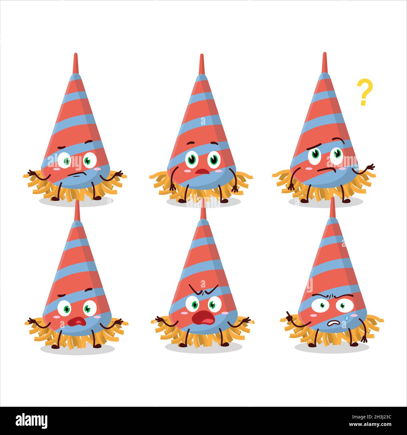 Cartoon character of confetti trumpet with what expression. Vector ...