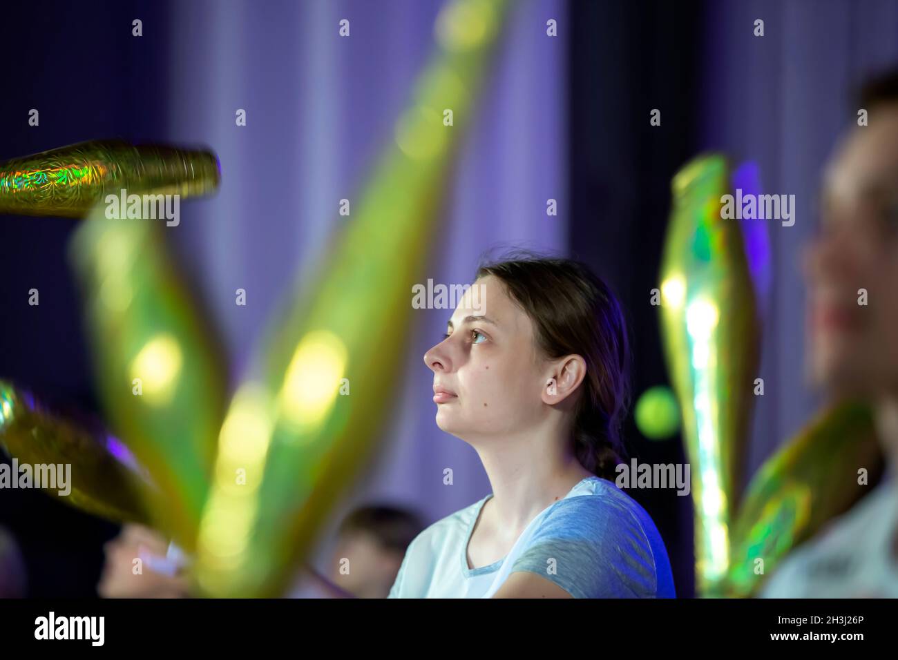 The girl juggles with circus clubs. The circus art of juggling Stock ...
