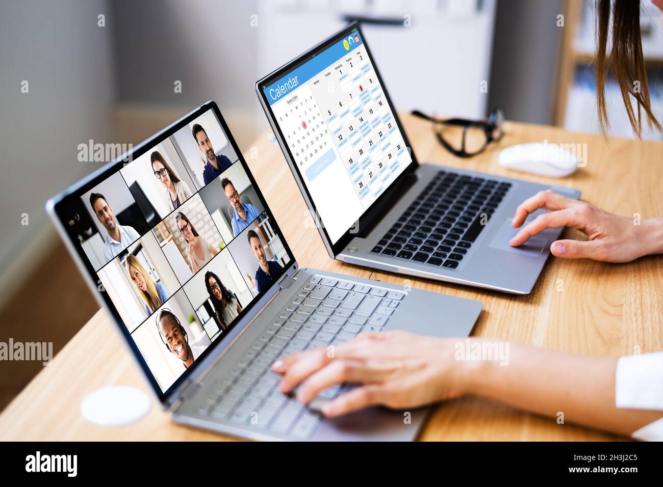 Online Video Conference Learning Call. Work From Home Stock Photo - Alamy