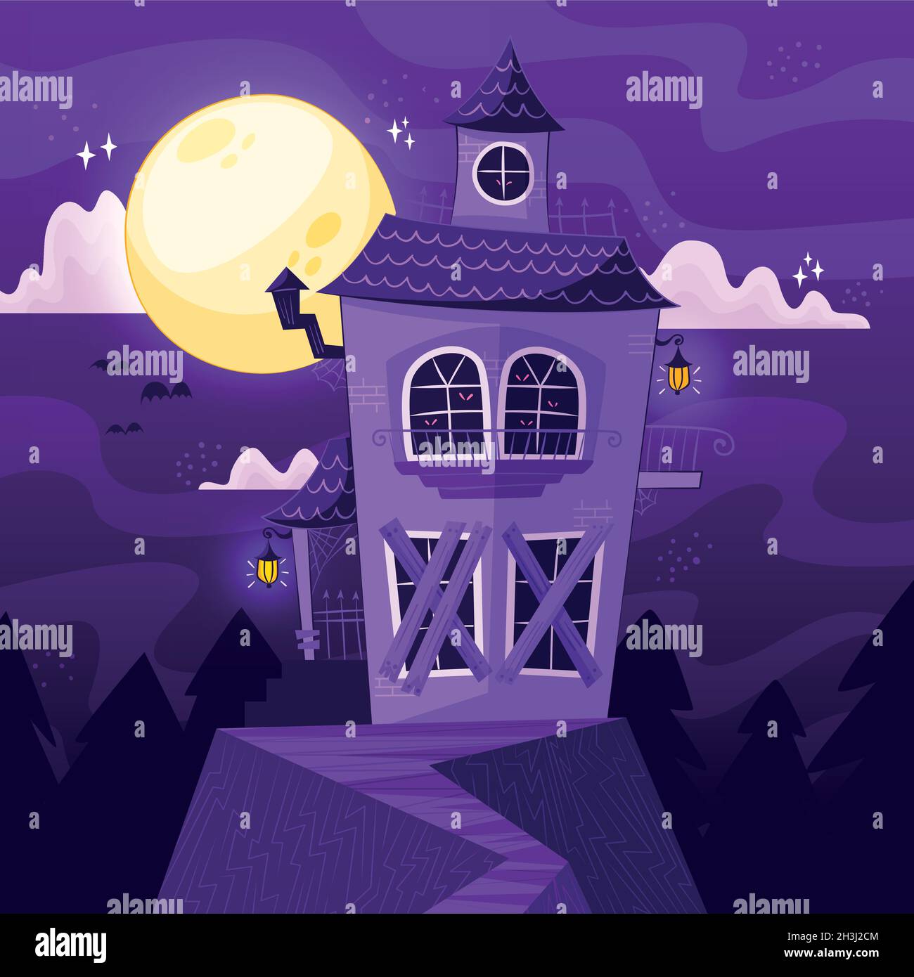 hand drawn halloween house vector design illustration Stock Vector ...