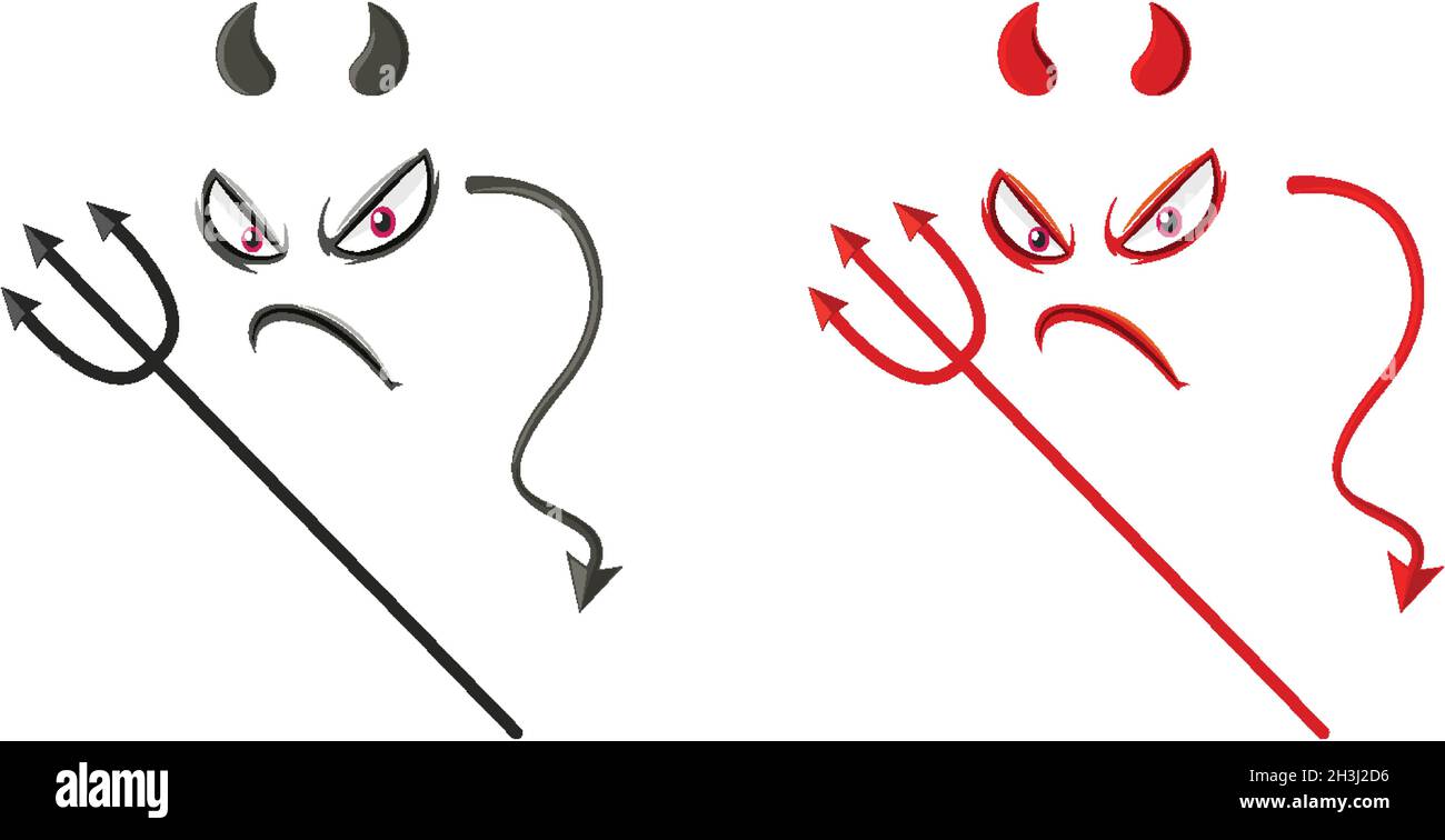 Set of devil facial expression for decor illustration Stock Vector ...