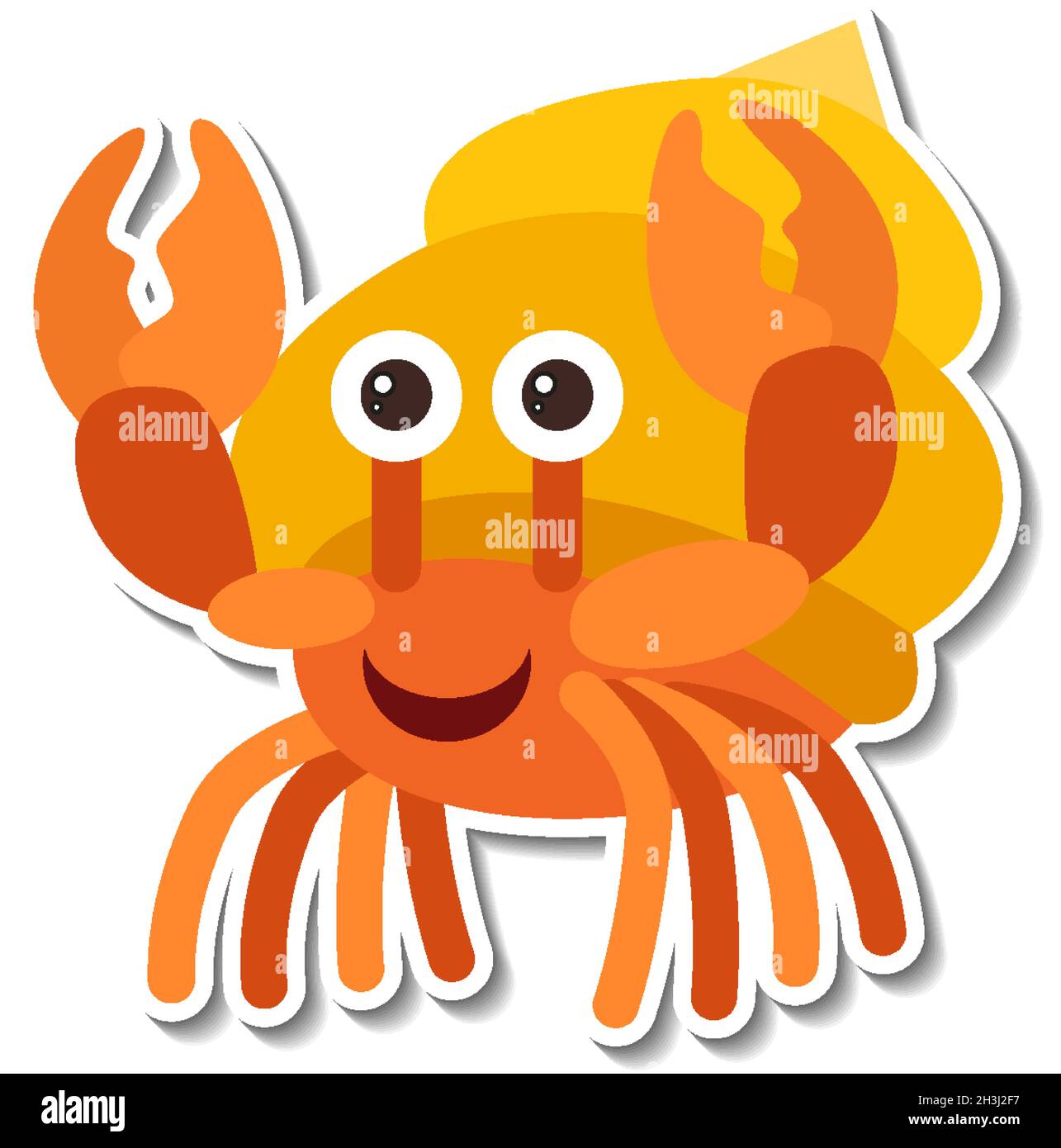 Hermit crab sea animal cartoon sticker illustration Stock Vector Image ...