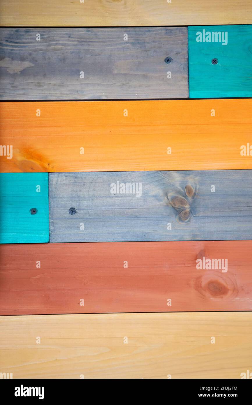 Background from multi-colored wooden boards Stock Photo - Alamy