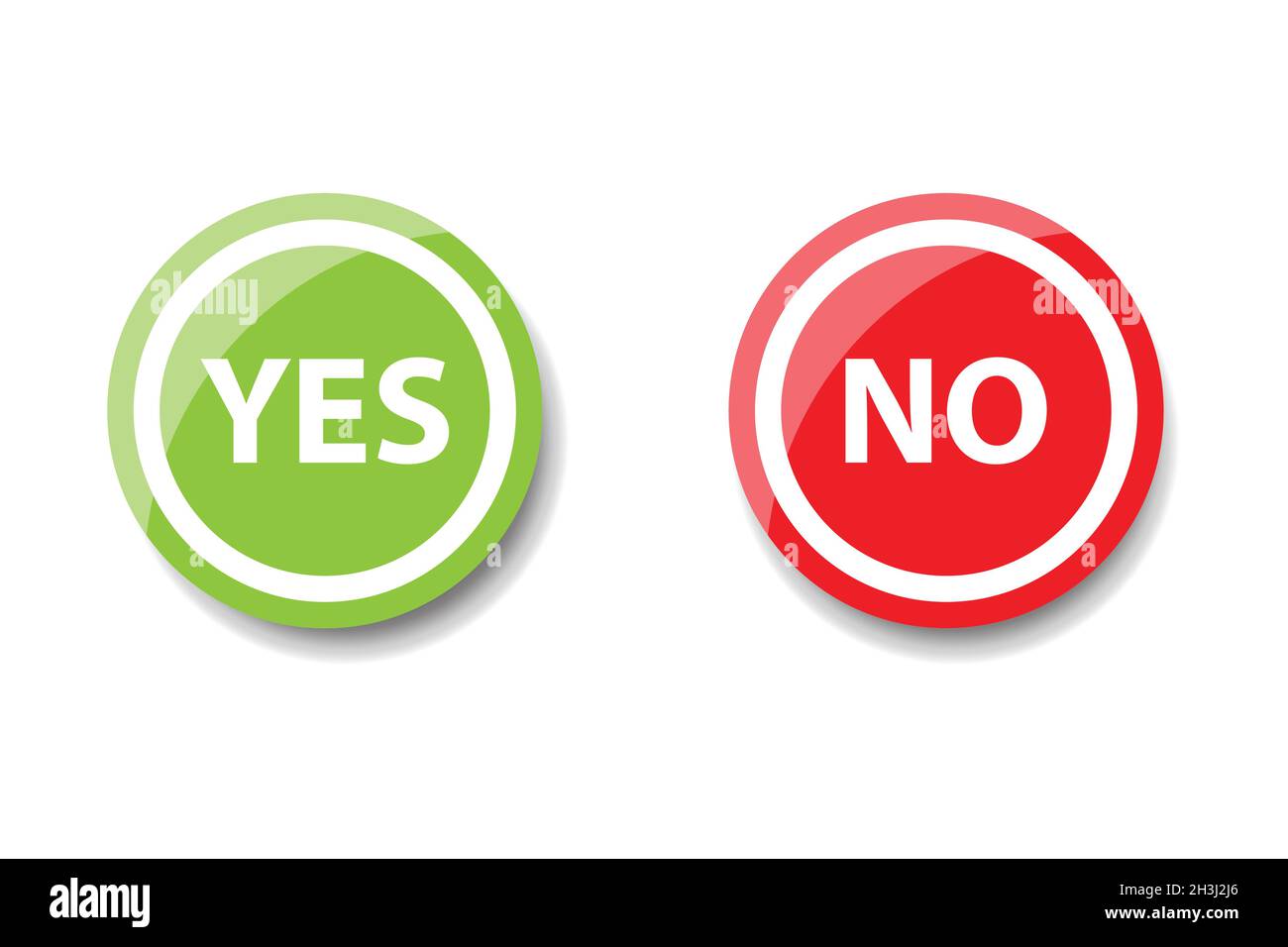Circle symbols green YES and red NO button for vote, decision, web ...