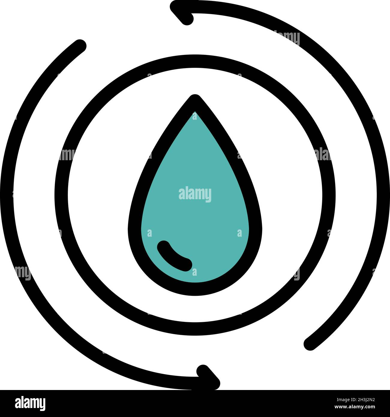 Drop in a circle icon. Outline drop in a circle vector icon color flat ...