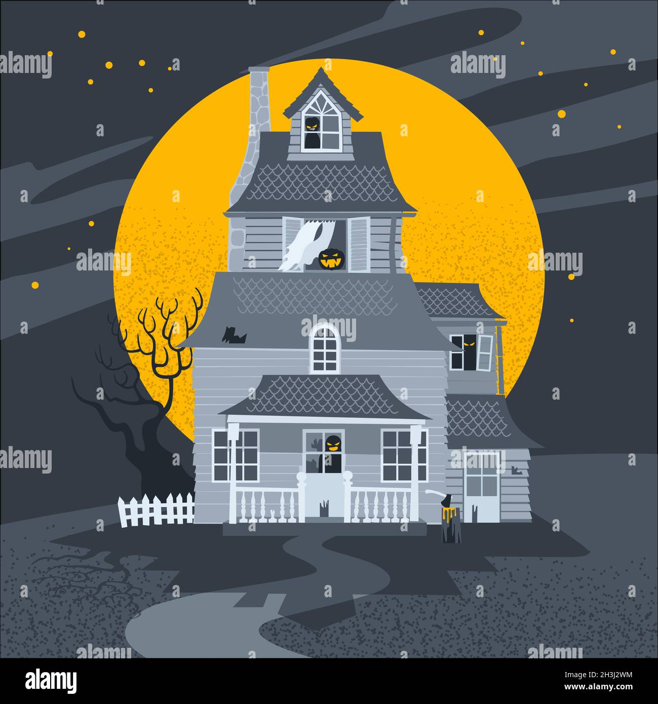 hand drawn halloween house vector design illustration Stock Vector ...