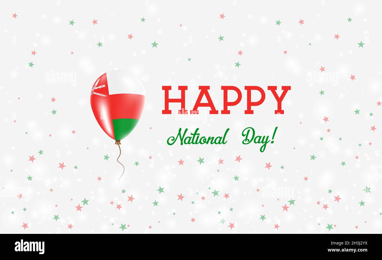 Oman National Day patriotic poster. Flying Rubber Balloon in Colors of ...