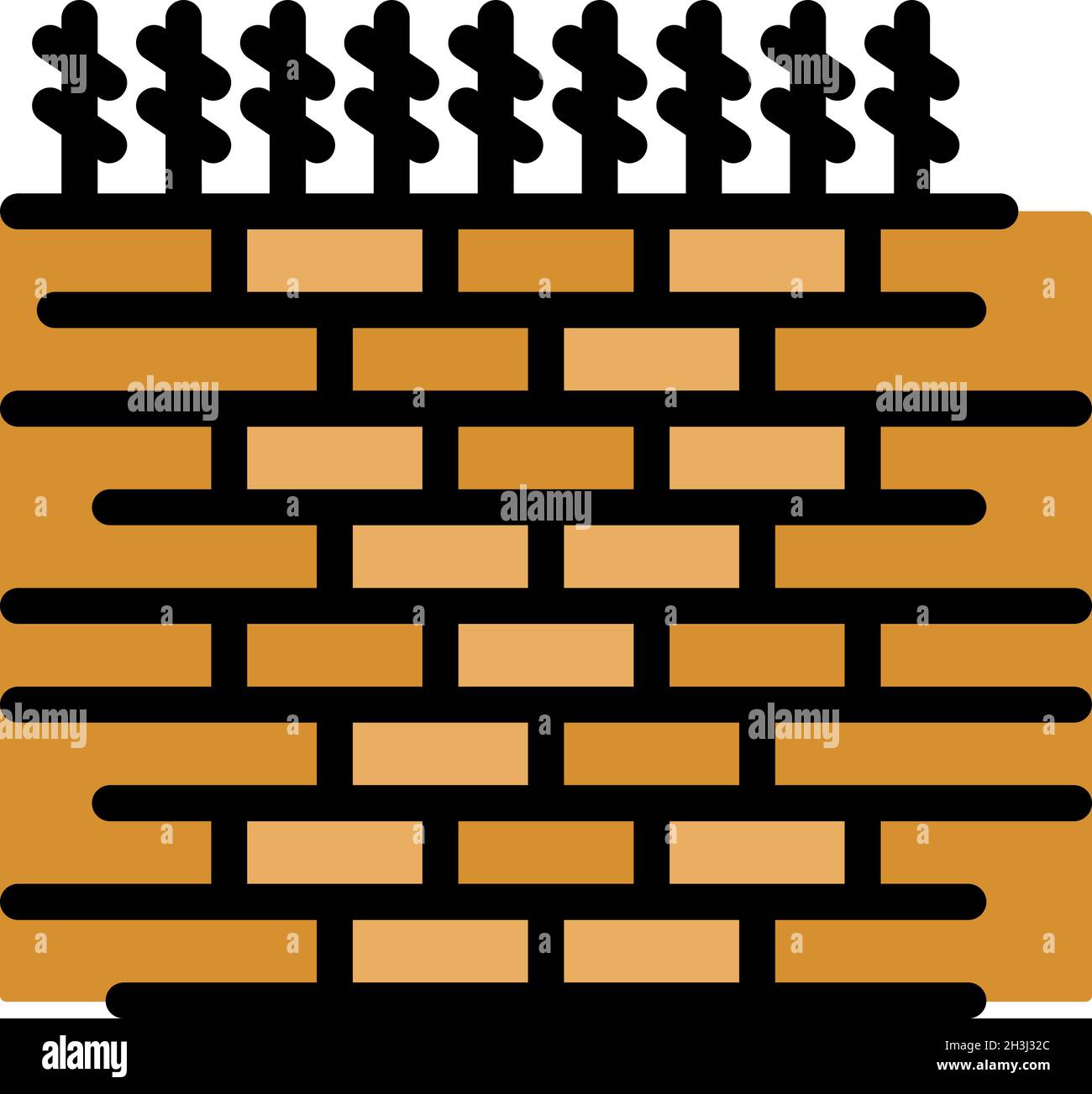 Prison brick wall icon. Outline prison brick wall vector icon color ...
