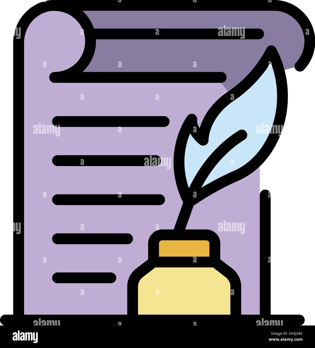 Notary ink pen paper icon. Outline notary ink pen paper vector icon ...
