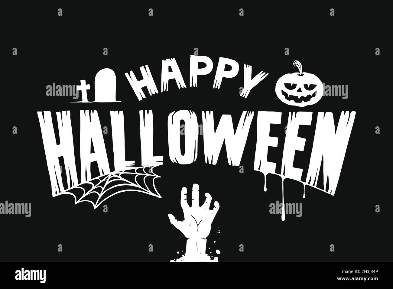 hand drawn halloween lettering vector design illustration Stock Vector ...