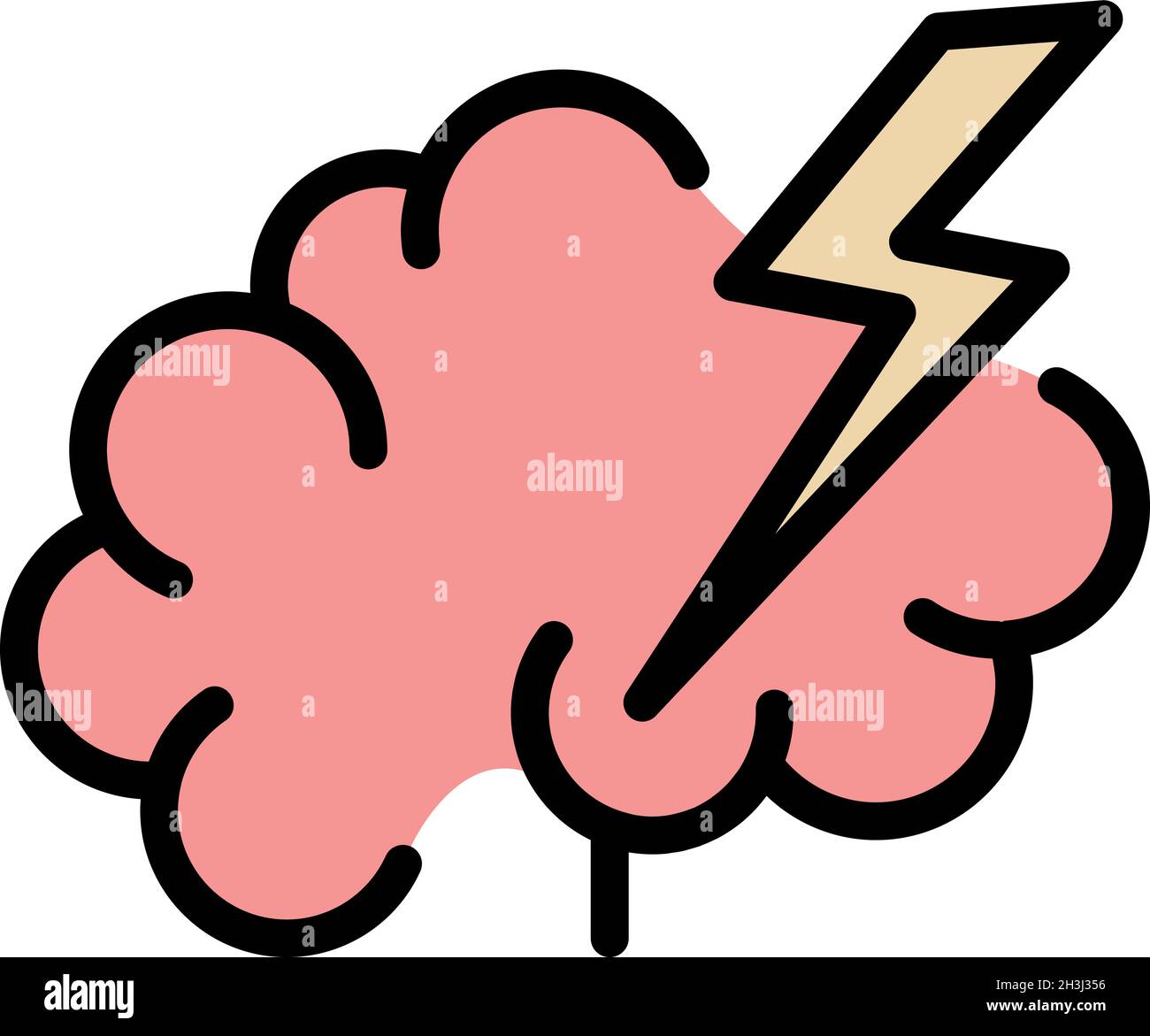 Lightning cloud icon. Outline lightning cloud vector icon color flat ...