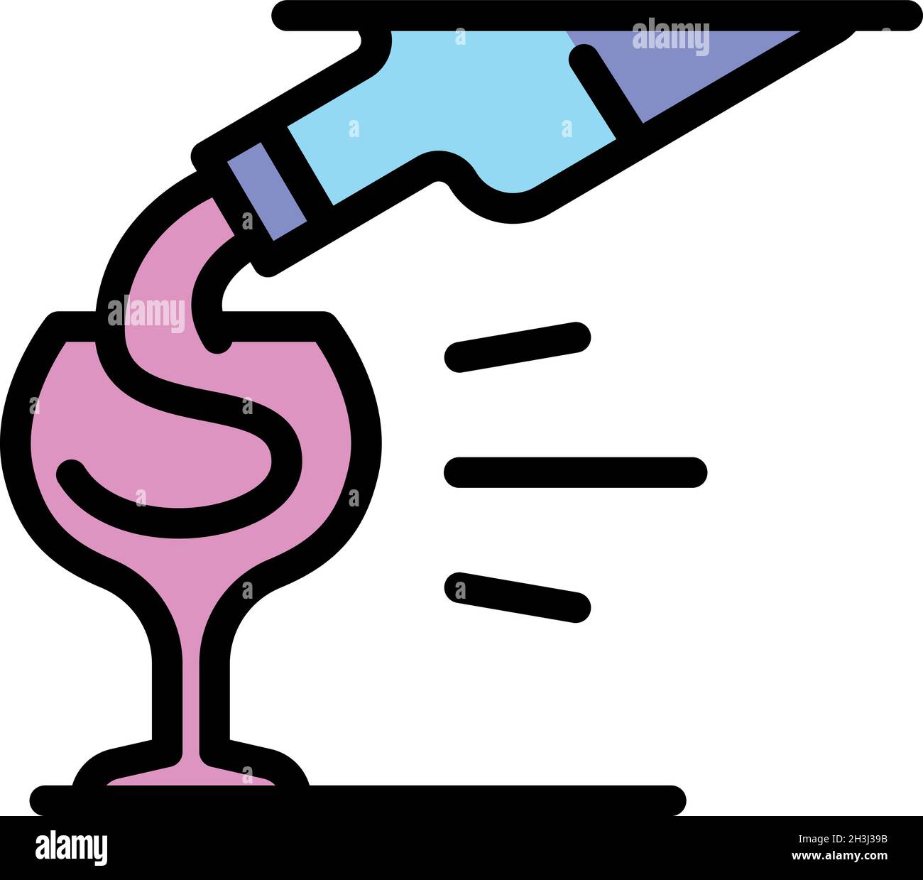 Pour into a glass icon. Outline pour into a glass vector icon color ...