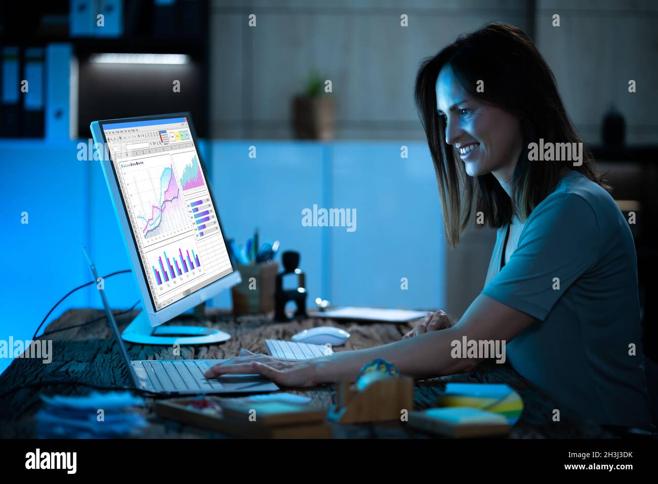 Spreadsheet On Computer. Person Working With Electronic Computer ...