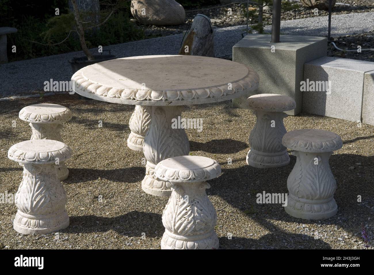 Stone bench, rustic, seating Stock Photo - Alamy
