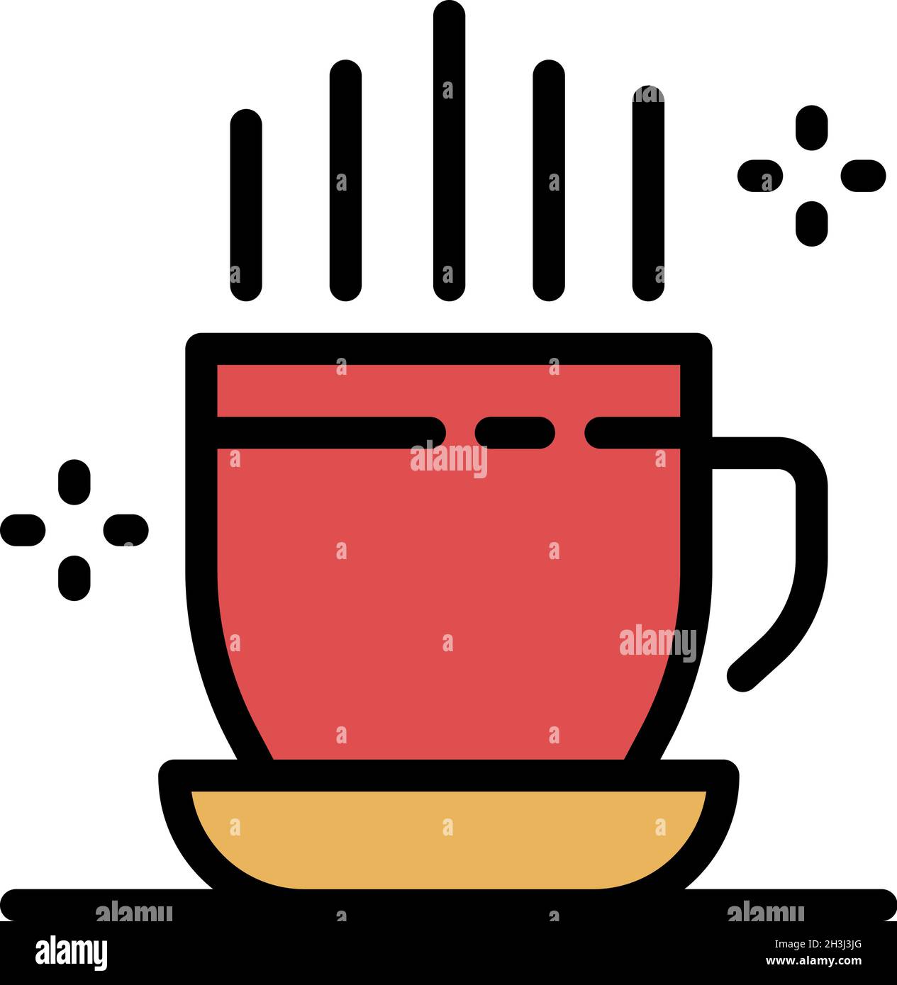 A cup of coffee icon. Outline a cup of coffee vector icon color flat ...