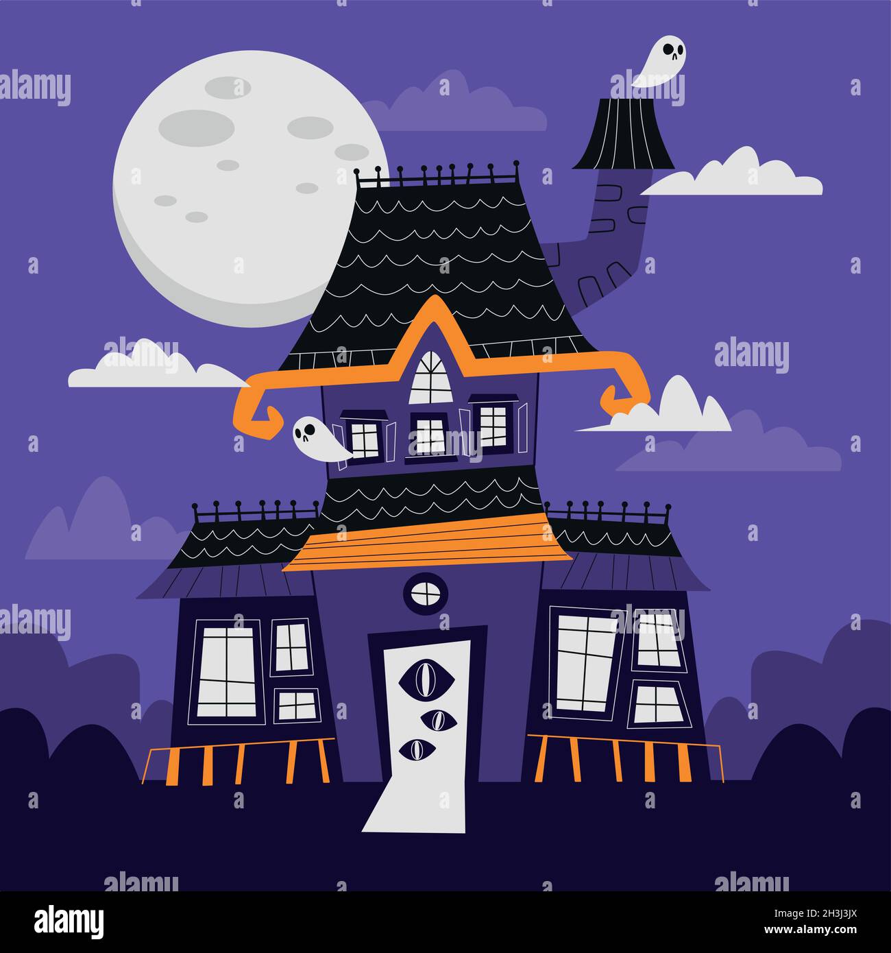 hand drawn flat halloween house vector design illustration Stock Vector ...