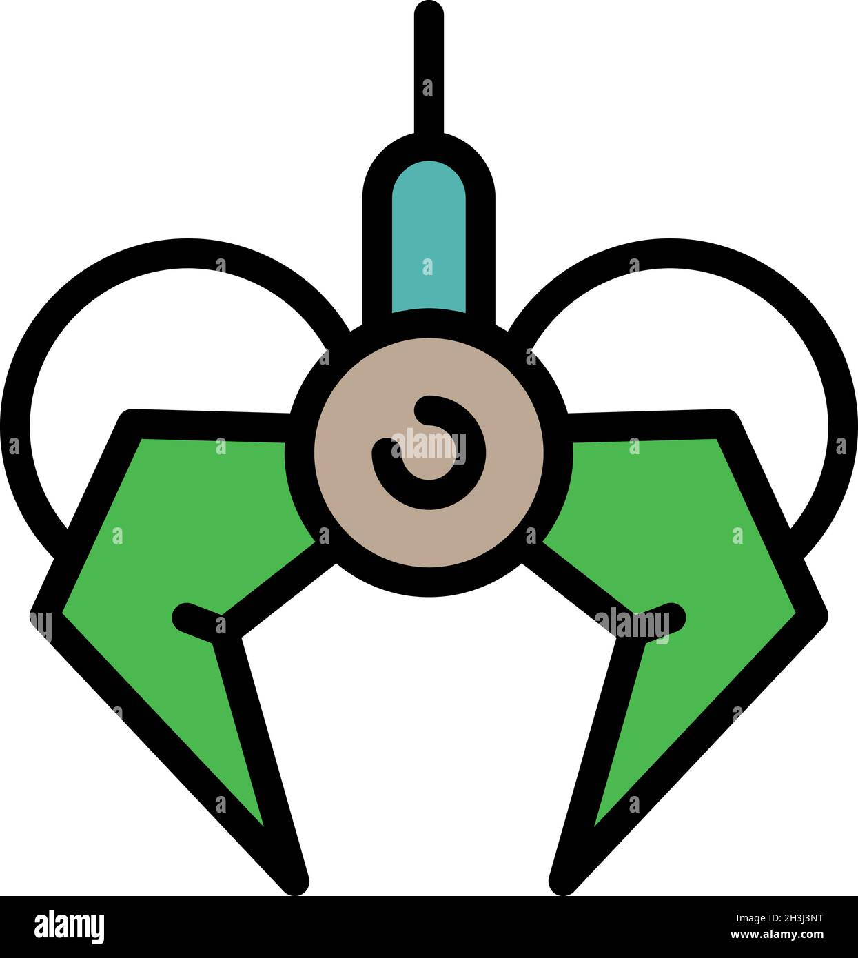 Claw manipulator icon. Outline claw manipulator vector icon color flat ...