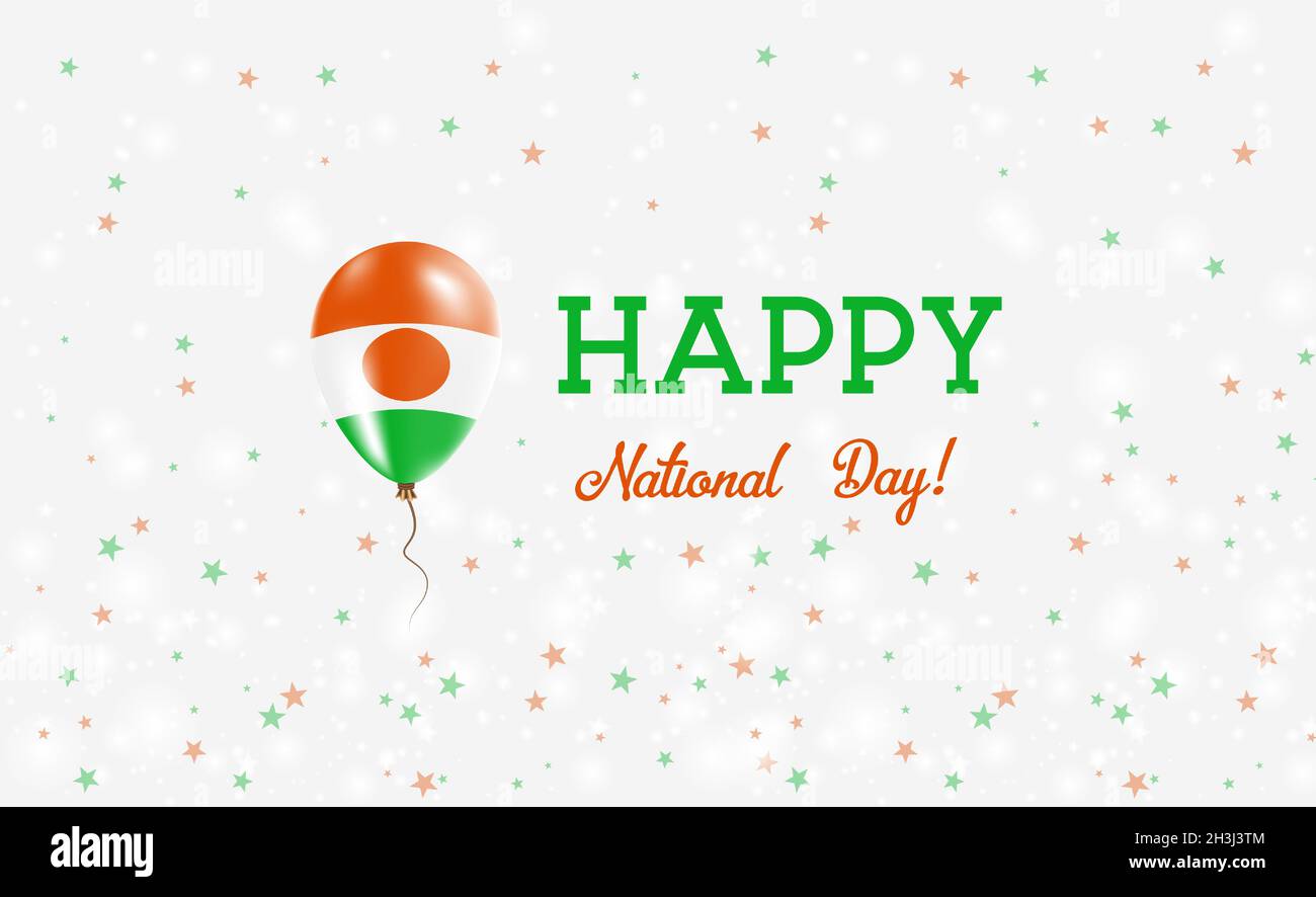 Niger National Day patriotic poster. Flying Rubber Balloon in Colors of ...