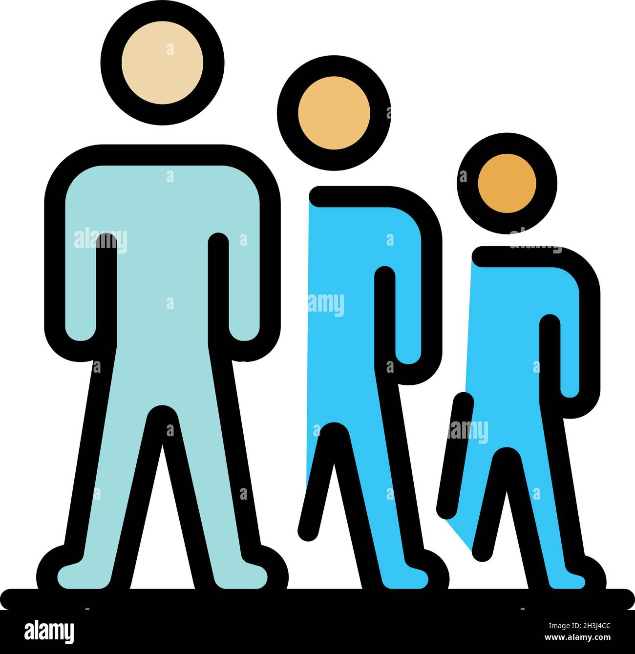 Three persons icon. Outline three persons vector icon color flat ...