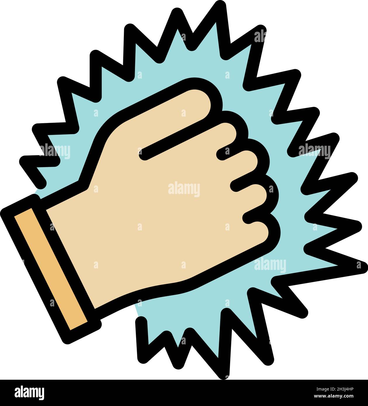 Knock fist icon. Outline knock fist vector icon color flat isolated ...