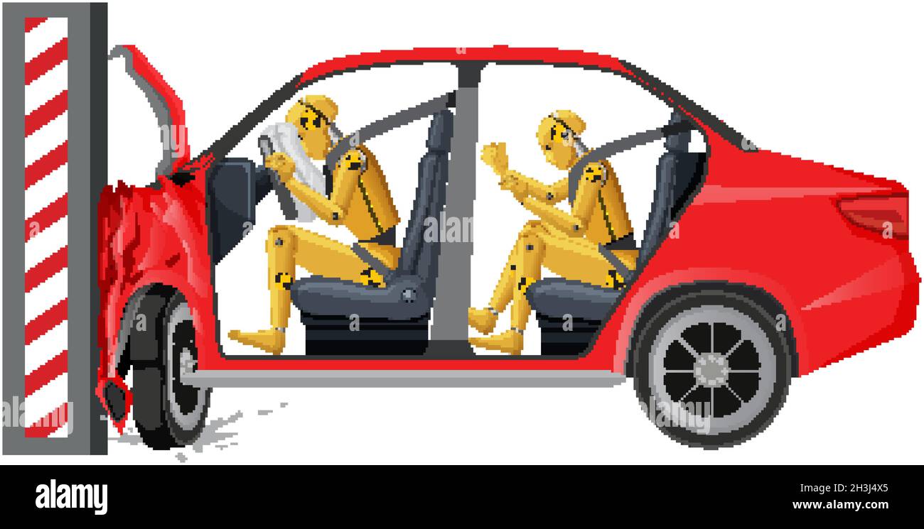 Crash test dummy with broken car illustration Stock Vector Image & Art ...