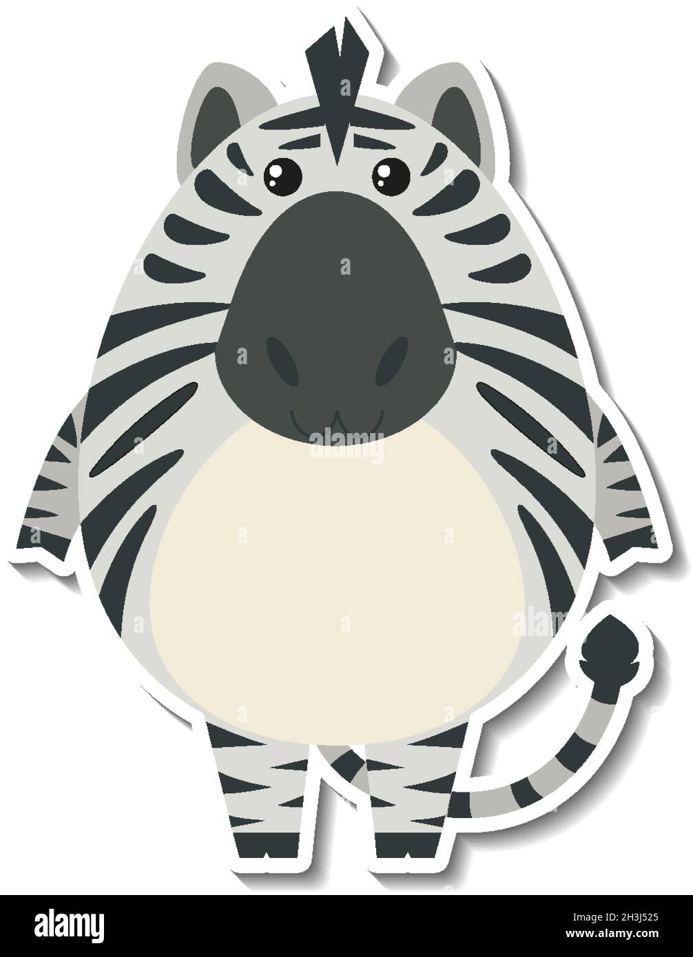 Chubby zebra animal cartoon sticker illustration Stock Vector Image ...