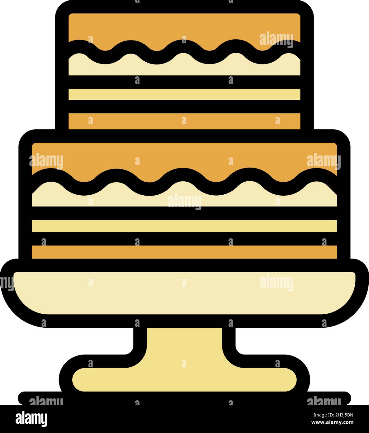 Two level cake on a stand icon. Outline two level cake on a stand ...