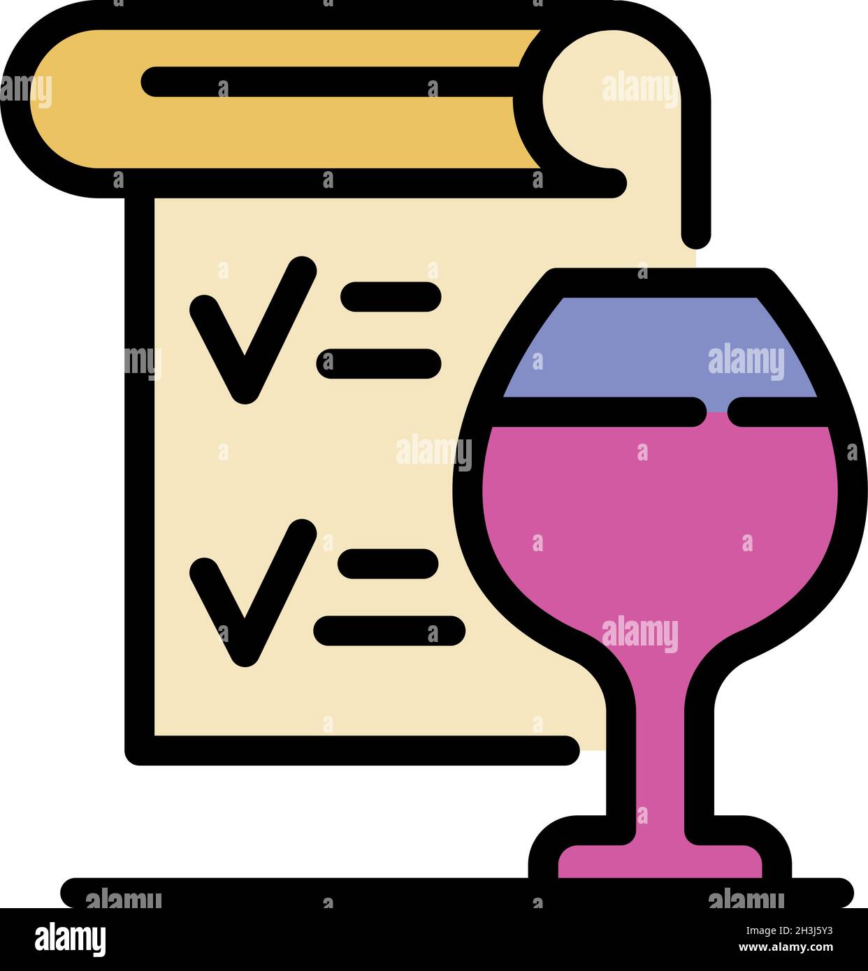Wine menu icon. Outline wine menu vector icon color flat isolated Stock ...