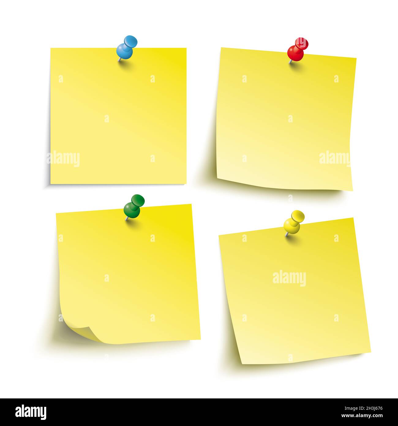 Yellow Sticks 4 Colored Pins Stock Photo - Alamy