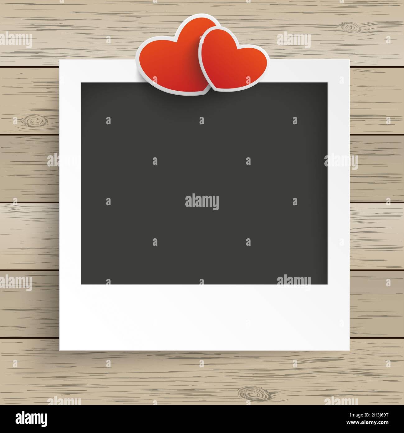 Wood Photo Frame 2 Hearts Stock Photo - Alamy