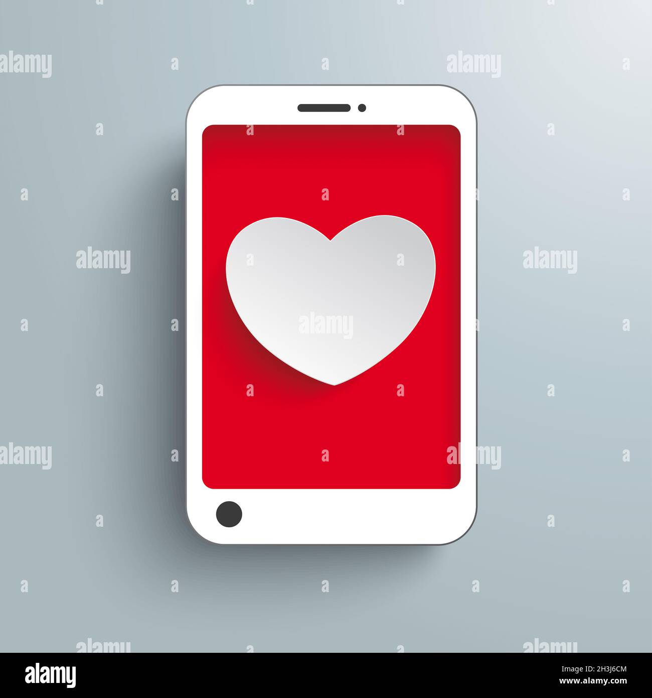 White Smartphone With Heart Stock Photo - Alamy