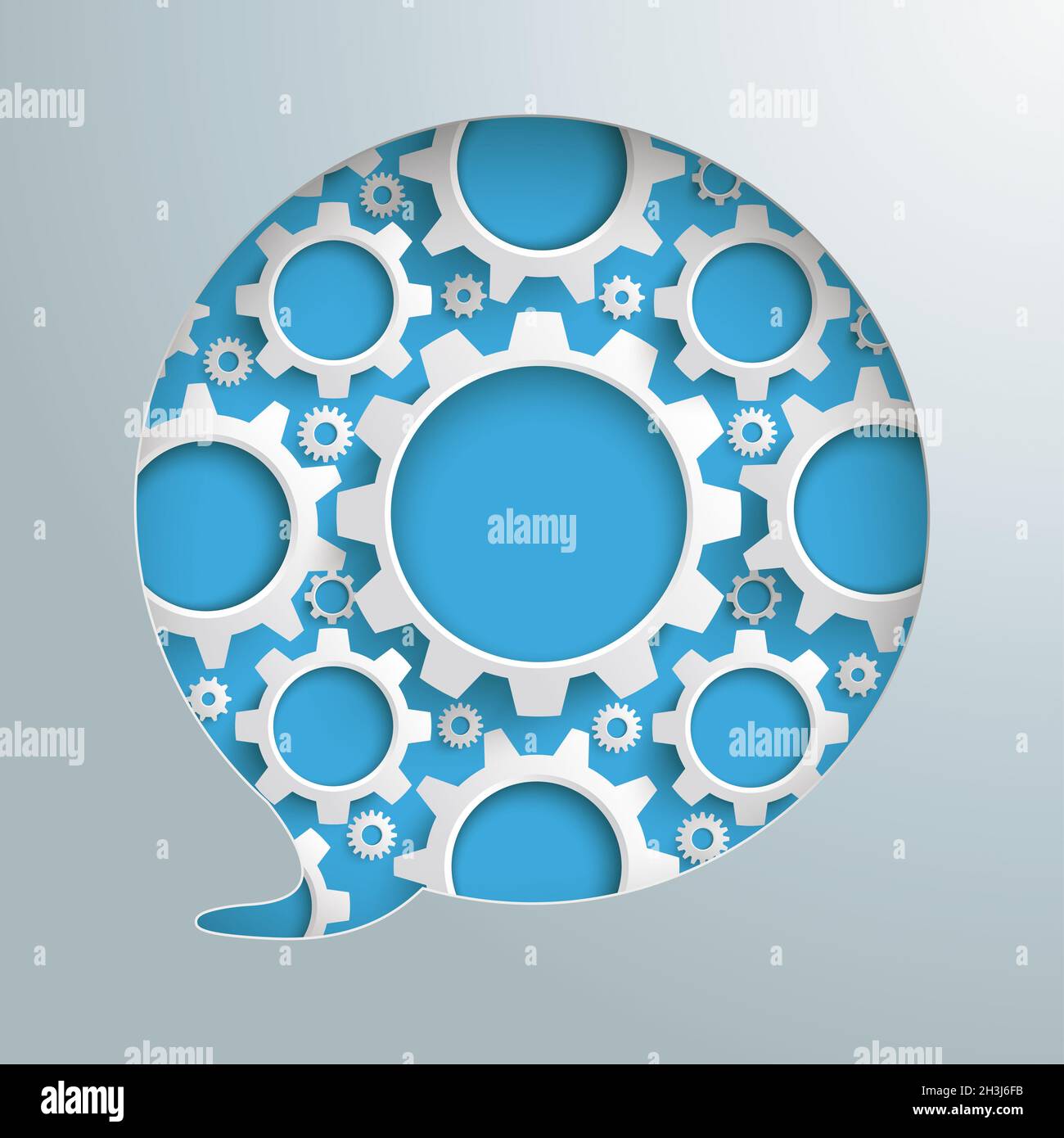 Speech Bubble Hole Gears PiAd Stock Photo - Alamy