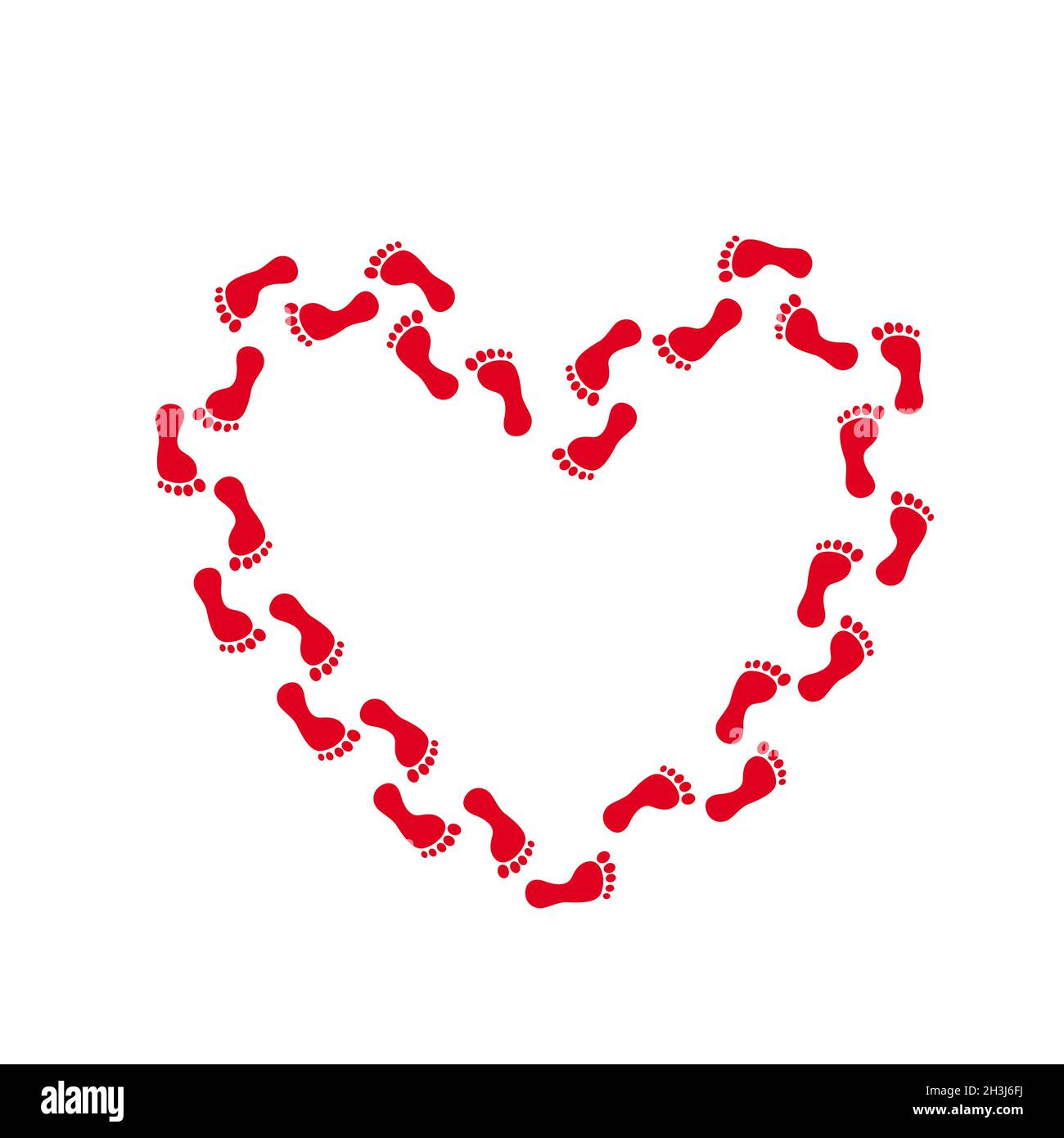 Footprint Red Track Heart Stock Photo - Alamy