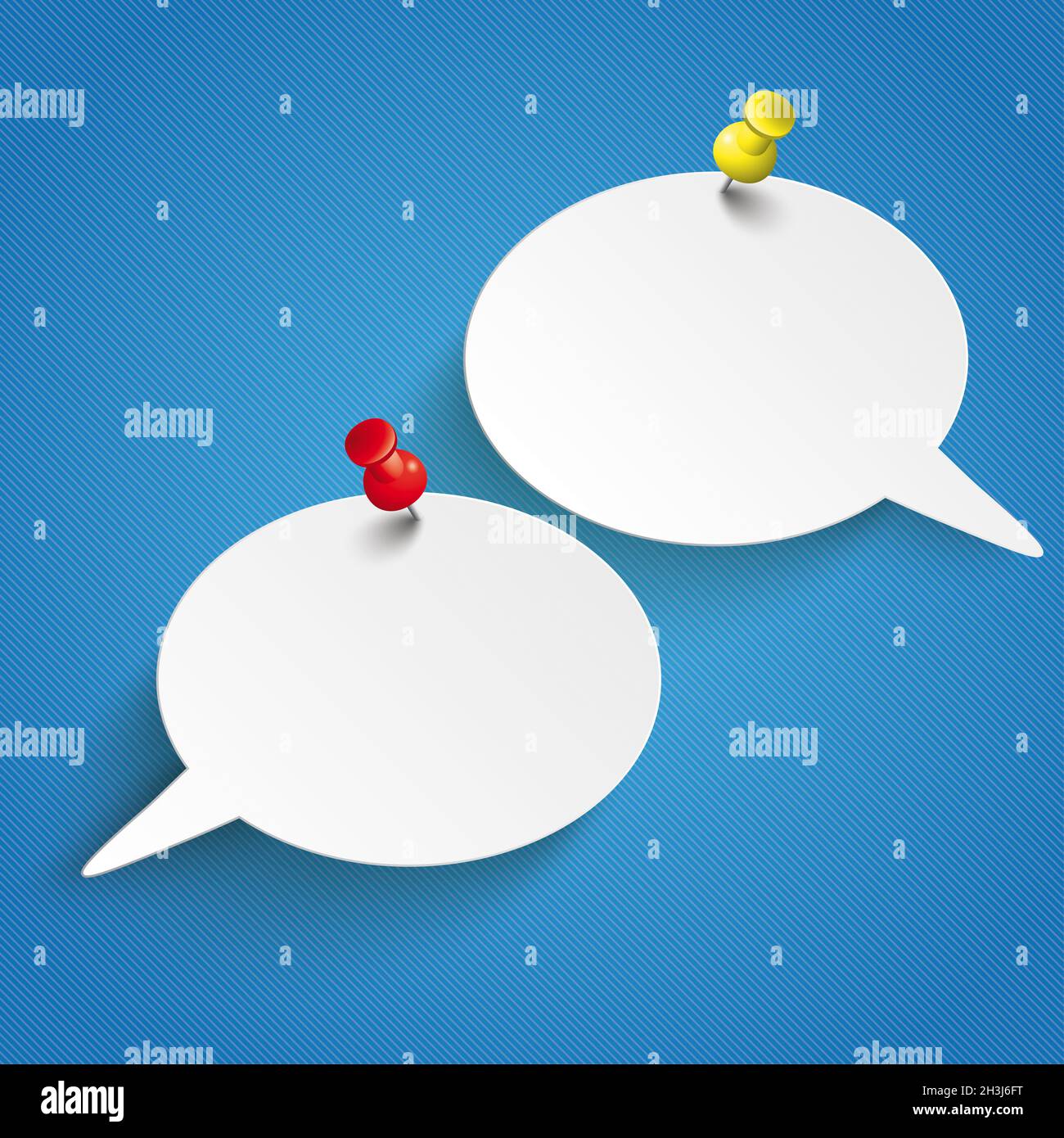 2 Speech Bubbles Pins Stock Photo - Alamy