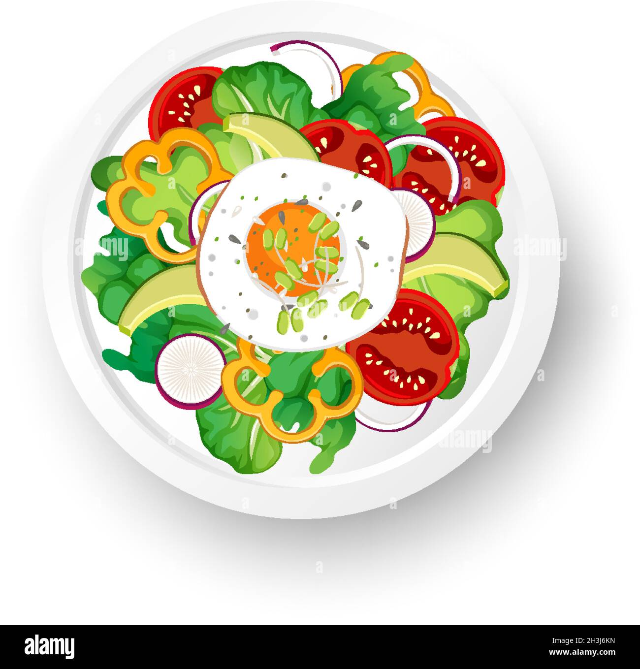 Healthy meal with fresh vegetable salad bowl illustration Stock Vector ...