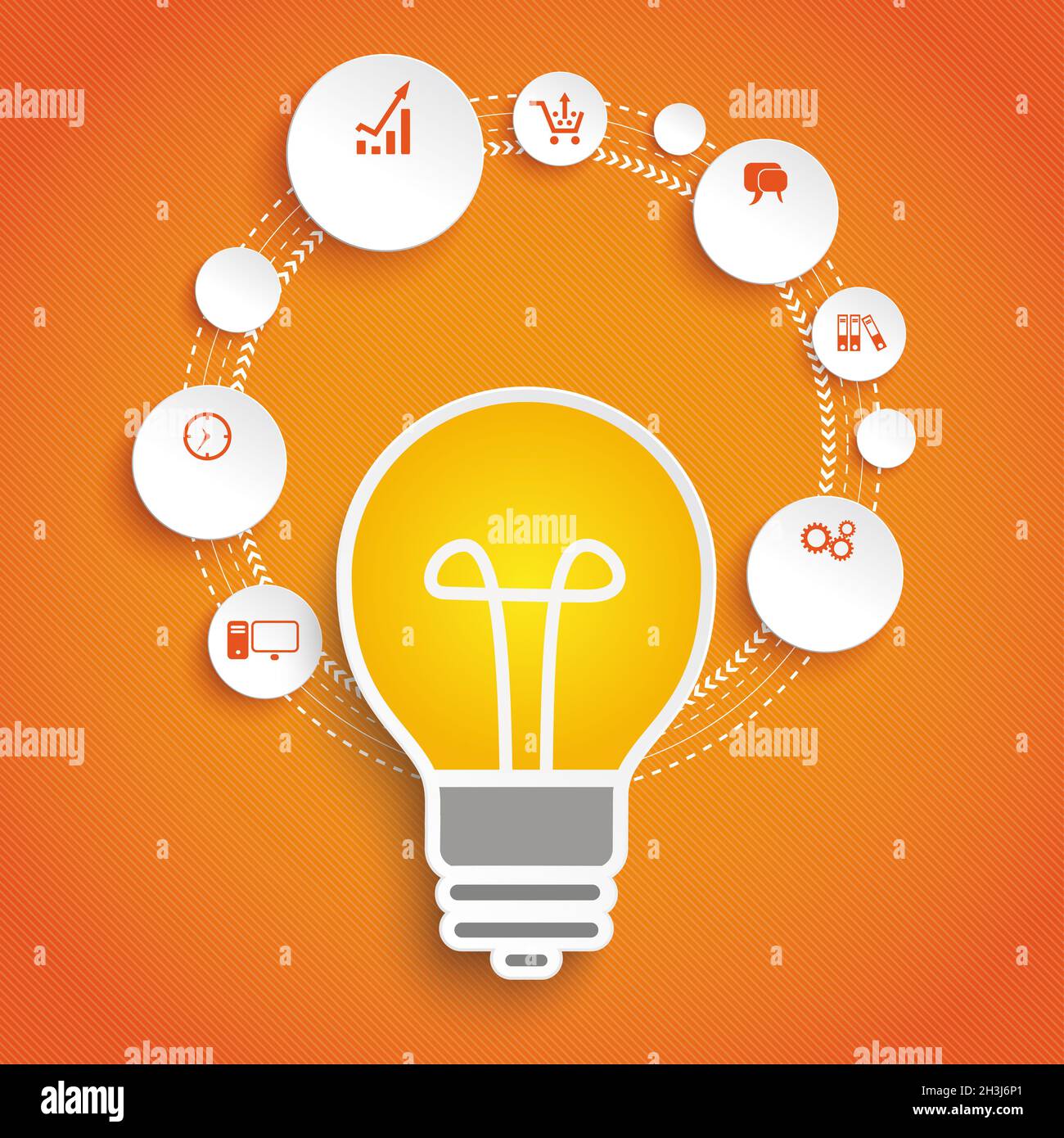 Circles Cycle Bulb Orange Infographic PiAd Stock Photo - Alamy