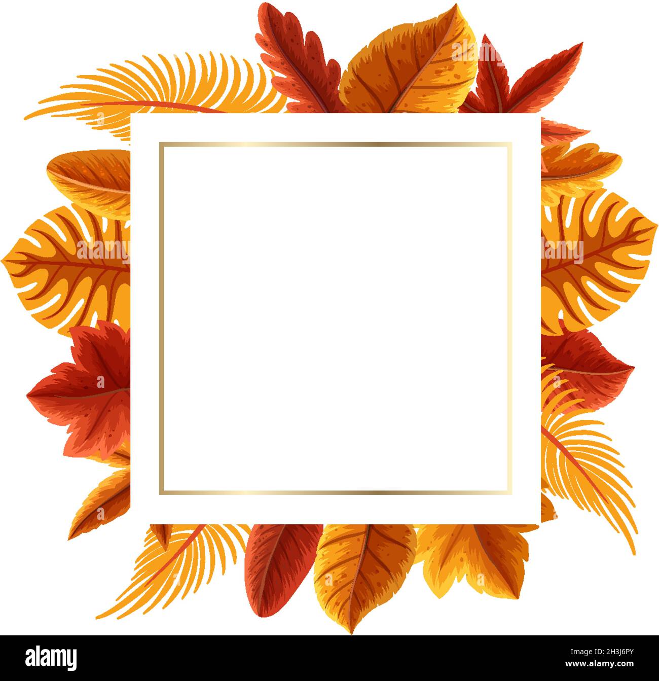 Square frame with autumn foliage illustration Stock Vector Image & Art ...
