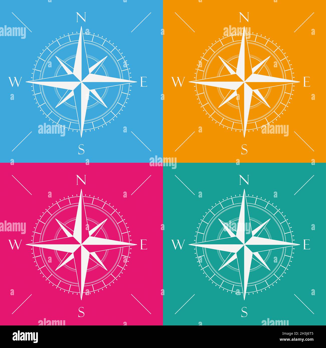 4 Colored Compass Stock Photo - Alamy