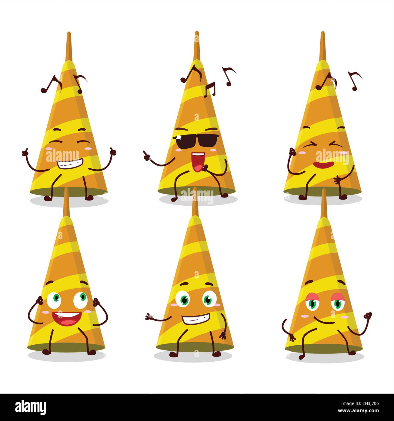 An image of long trumpet dancer cartoon character enjoying the music ...