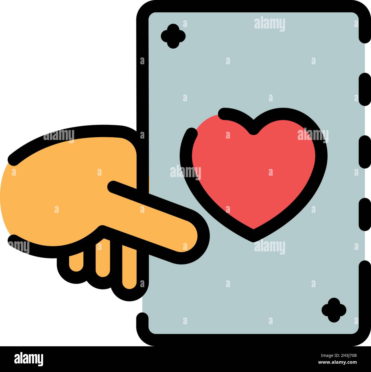 Play heart card icon. Outline play heart card vector icon color flat ...