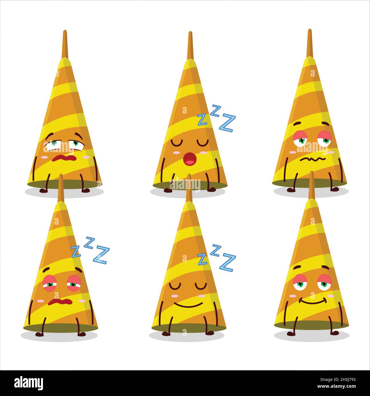 Cartoon character of long trumpet with sleepy expression. Vector ...
