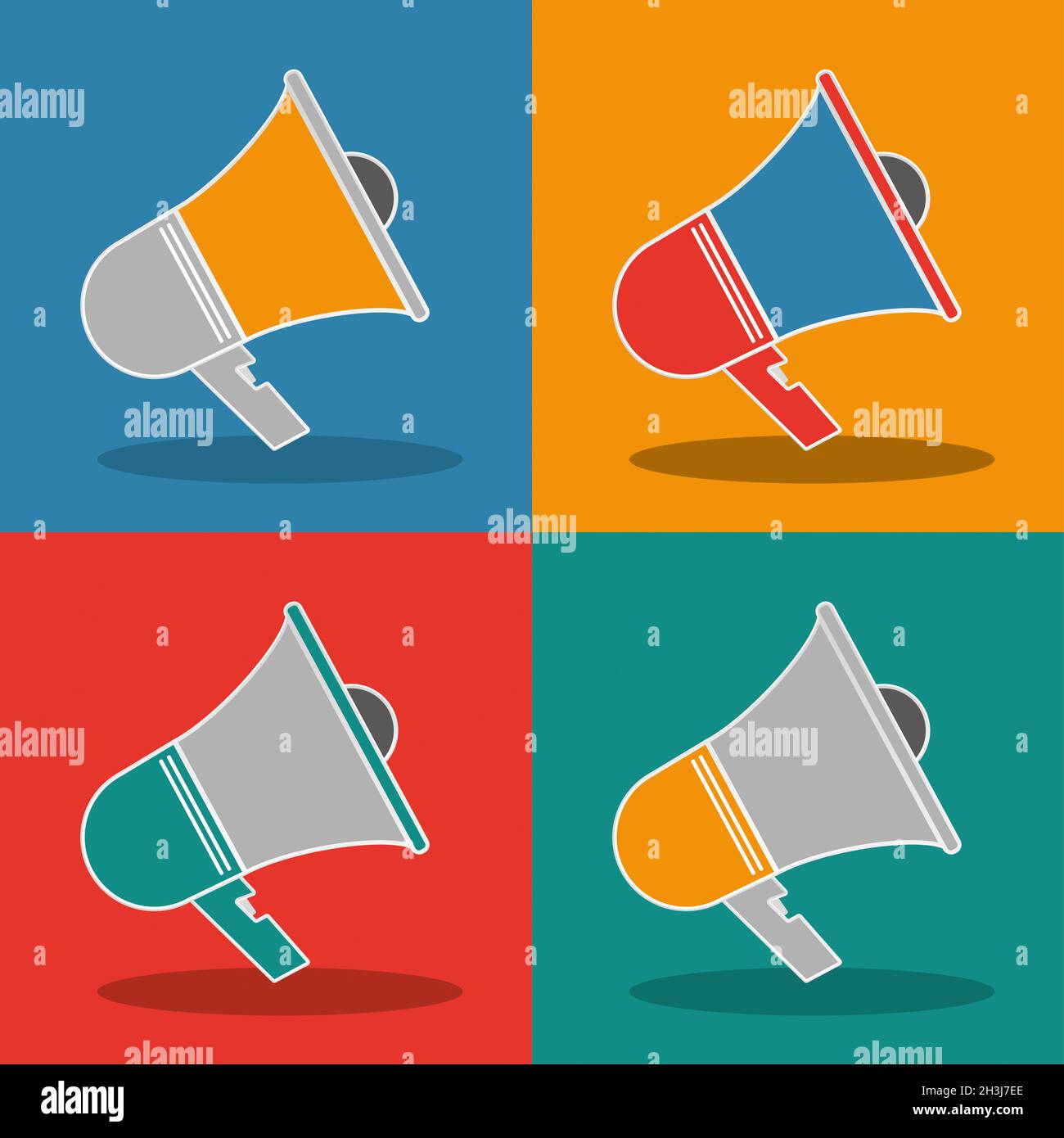 Bullhorn Flat Design Stock Photo - Alamy