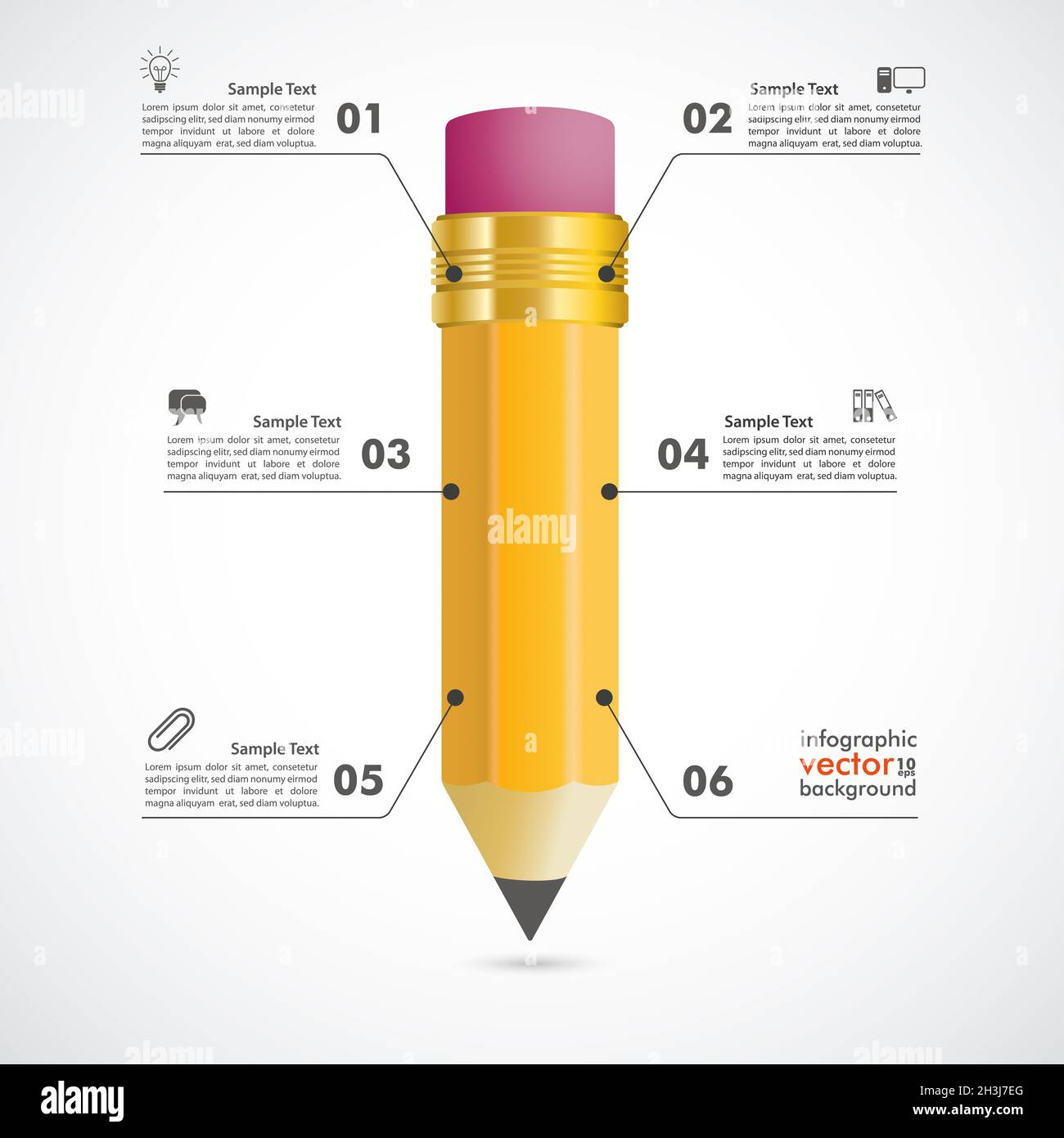 Pencil Infographic 6 Options Stock Photo - Alamy