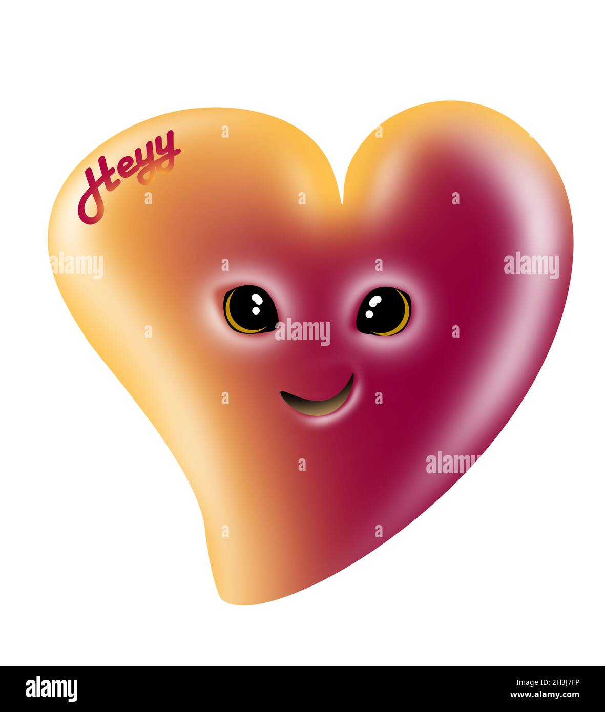 Heart illustration. Cute heart with smile and big eyes. Smiling Heart ...