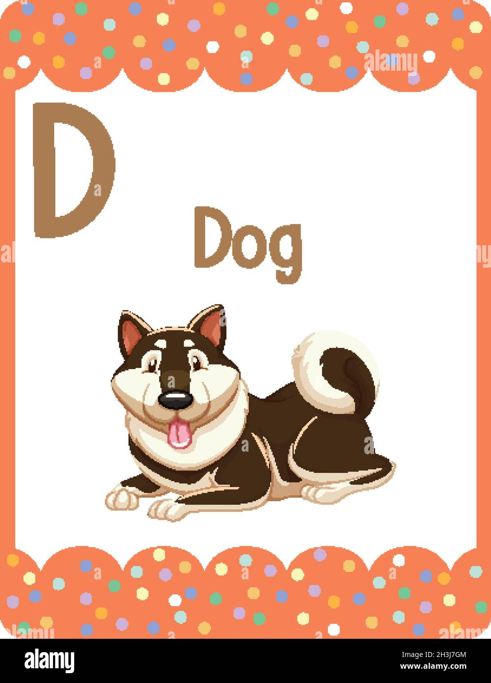Alphabet flashcard with letter D for Dog illustration Stock Vector ...