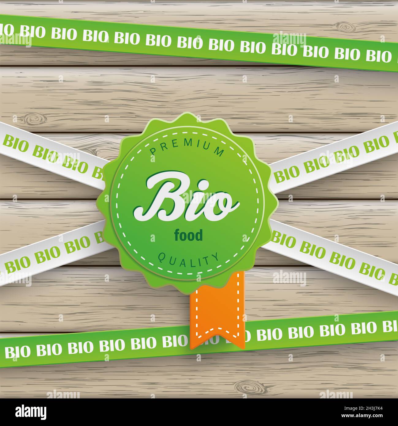Bio Sticker Lines Bio Food Wood Stock Photo - Alamy