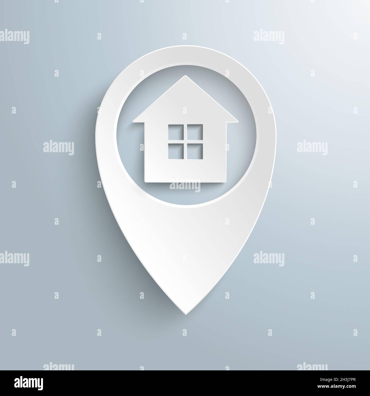 White Location Marker House 4 Window Stock Photo - Alamy