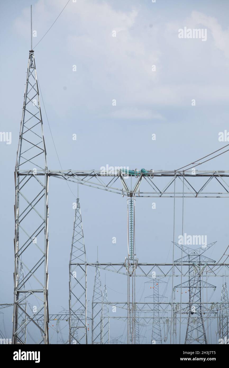 Industrial Power Lines and High Voltage Lines Electricity. High quality ...