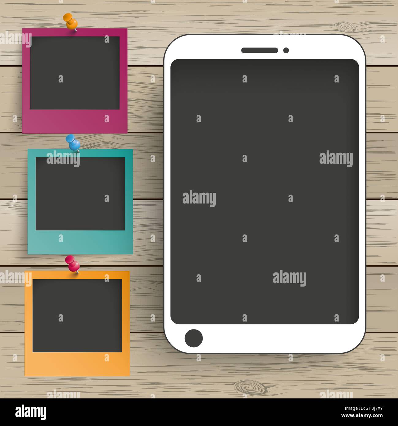 Wood Smartphone Colored Photo Frames Stock Photo - Alamy